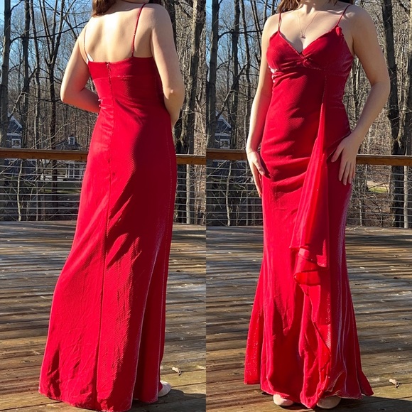 American Vintage | Dresses | Nwt Vintage Iridescent Red Ruffle Prom ...